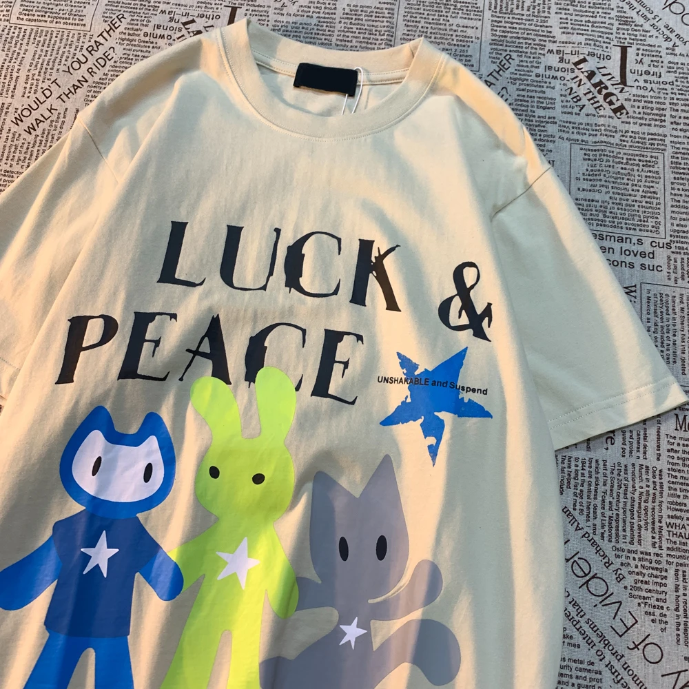 Футболка с коротким рукавом и принтом граффити | AliExpress