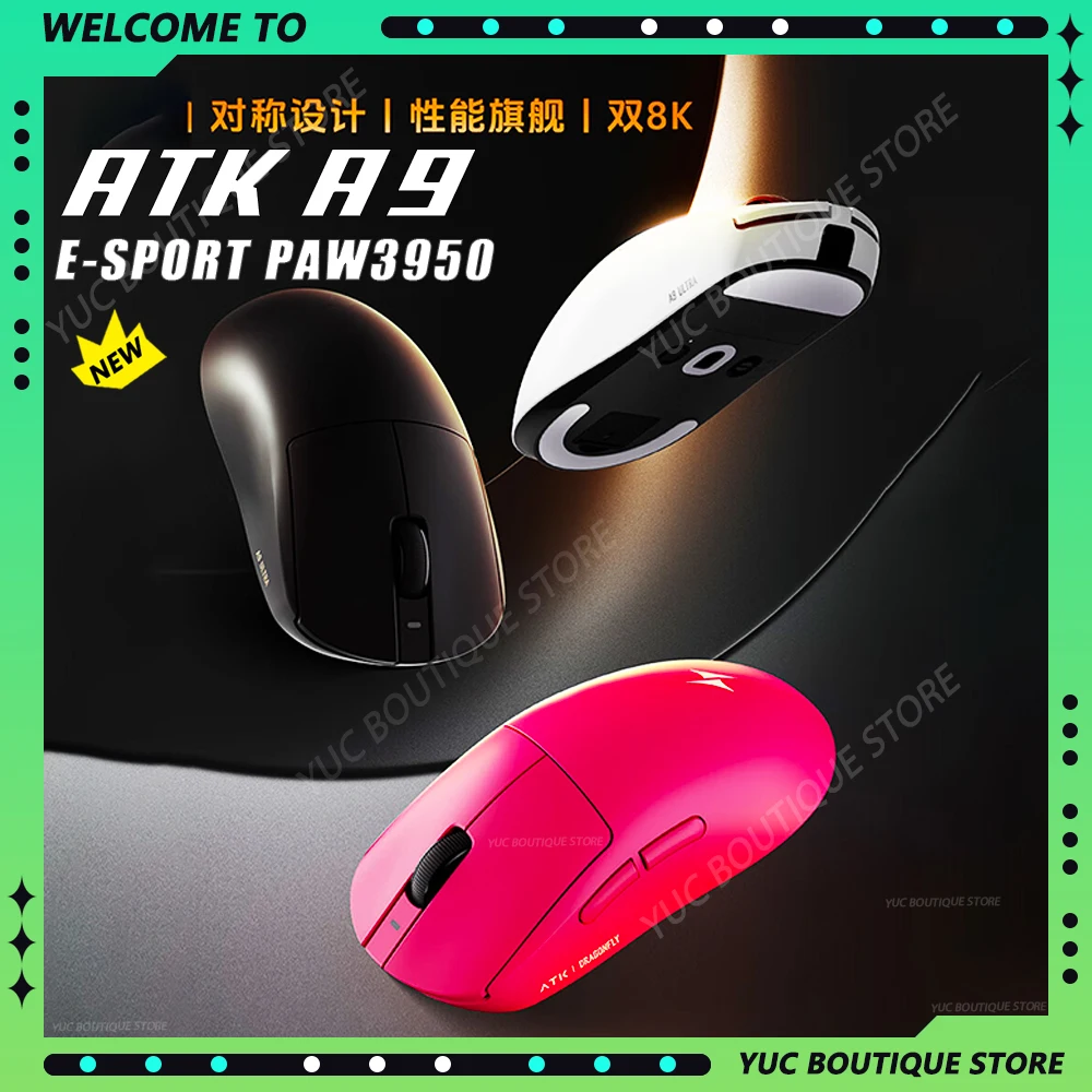 ATK A9 Ultra Беспроводная игровая мышь 8K PAW3950 3 режима Esport Star Flash Легкая двойная ...