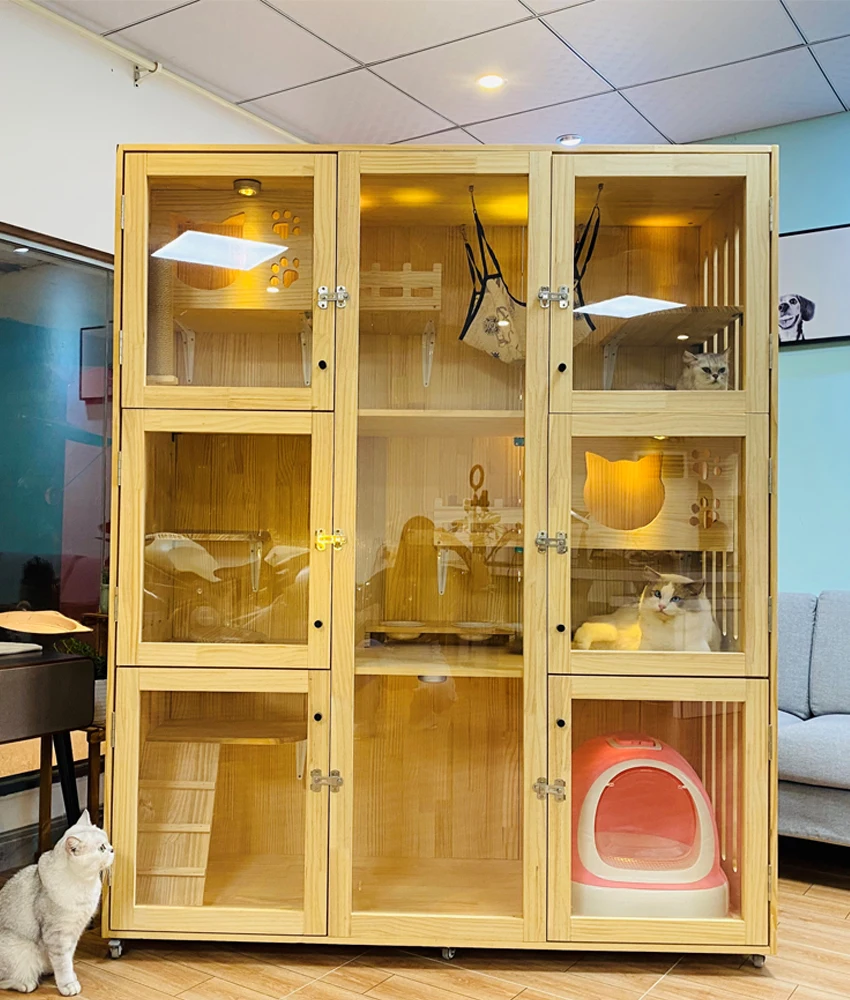 Cat Villa Solid Wood Luxury Large Cat House Cat Cage Cat Display ...