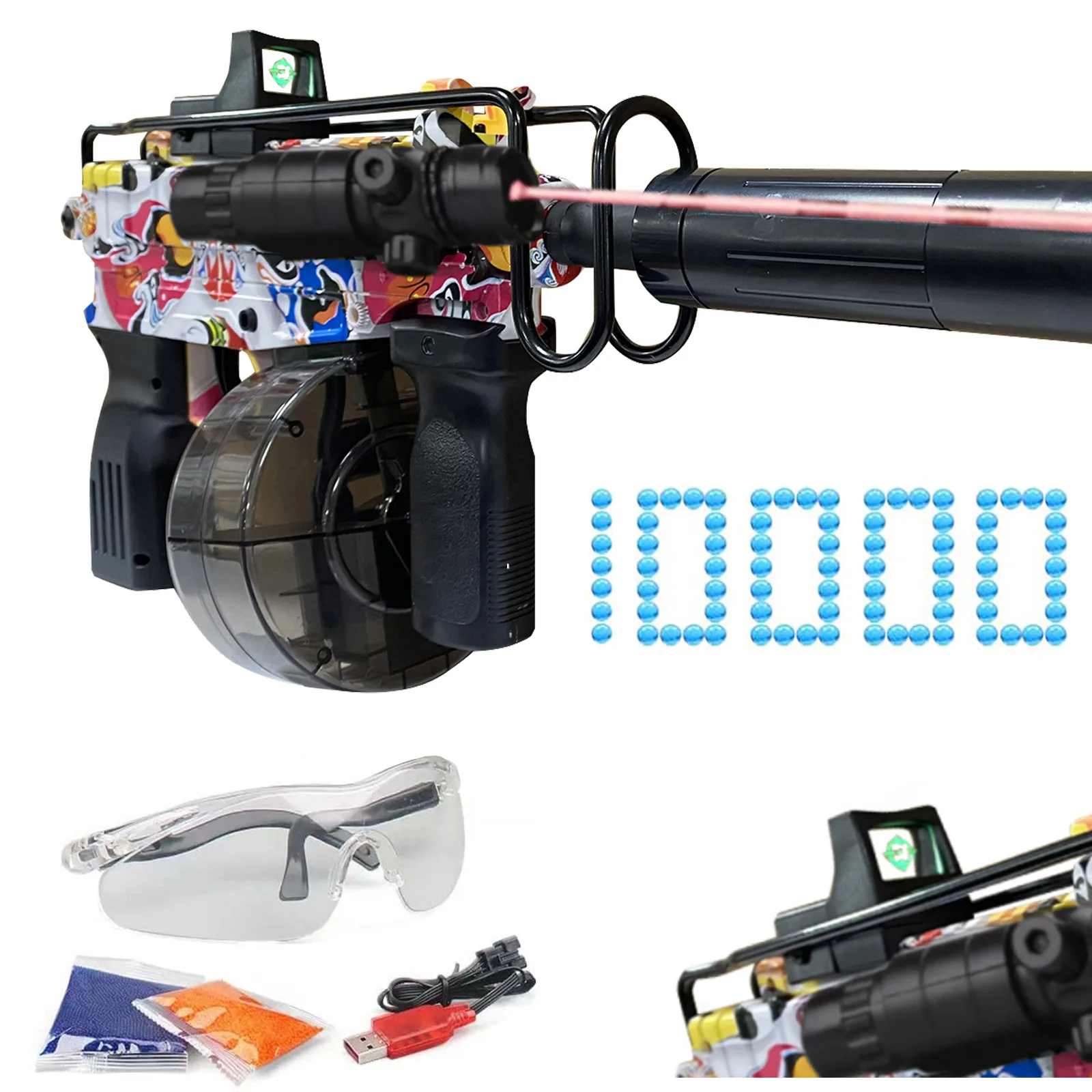 2022 Upgraded UZI Gel Water Blaster Automatic Splatter Ball With 10000 ...