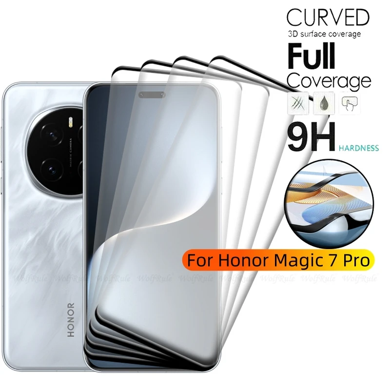 4 шт. для Honor Magic 7 Pro Glass Honor Magic 7 Pro Glass 9H Полностью изогнутая защитная пленка ...