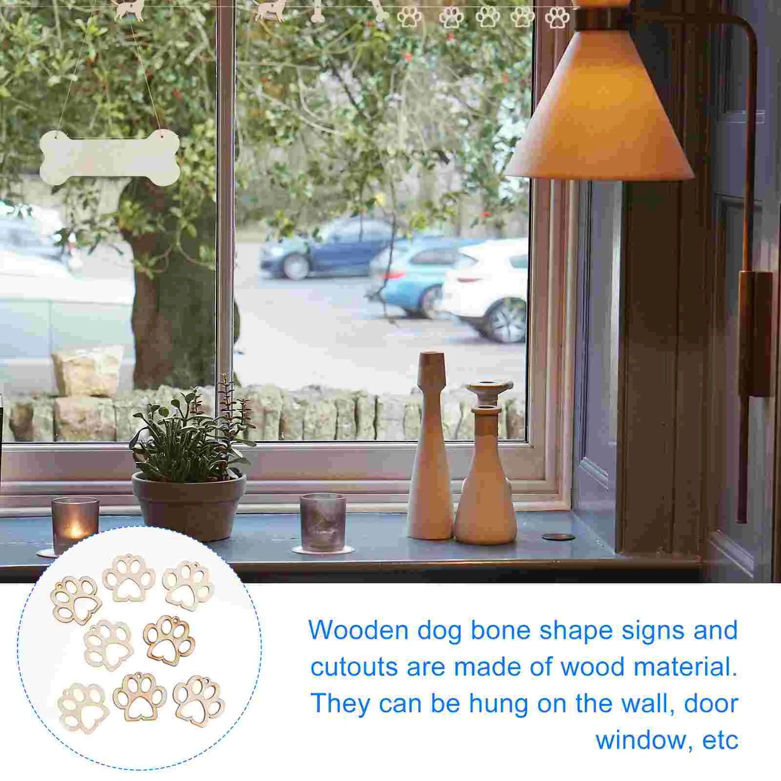 20 Pcs Bone Shaped Wooden Cutouts Blank Flag Plaque Front Door Sign ...