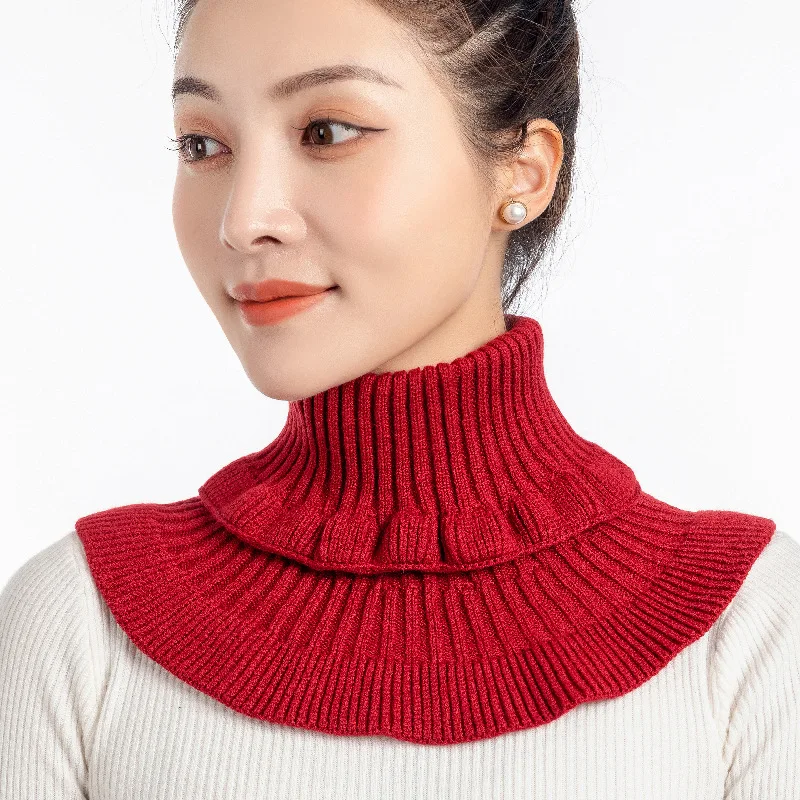 Women Fall/Winter More Versatile Collar High-neck Knit Ruffle Bib Neck ...