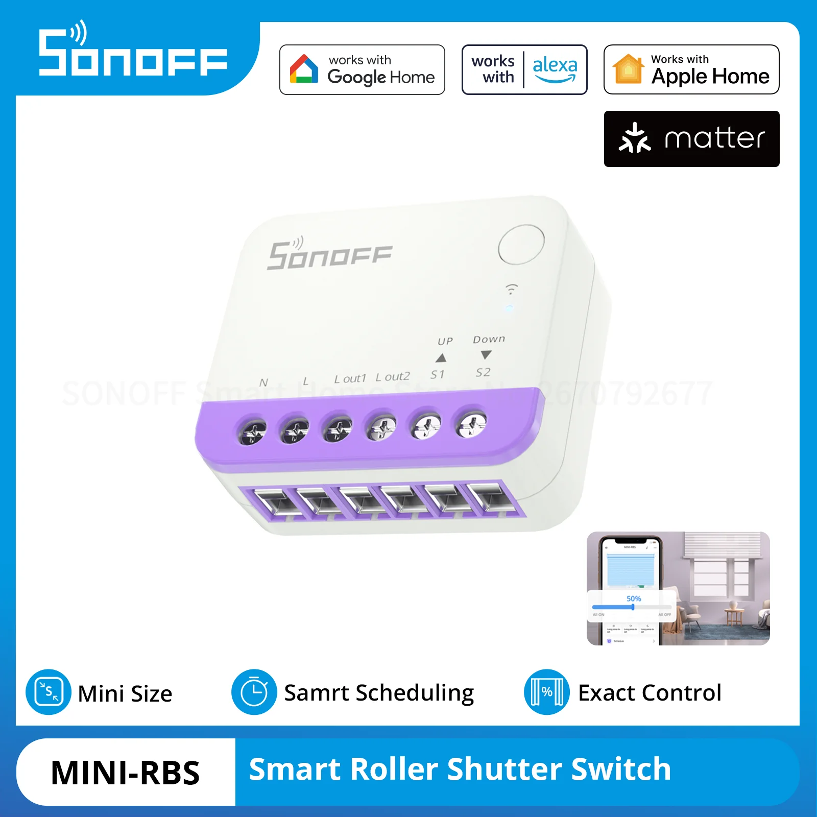 SONOFF MINI-RBS Умный переключатель рольставней | AliExpress