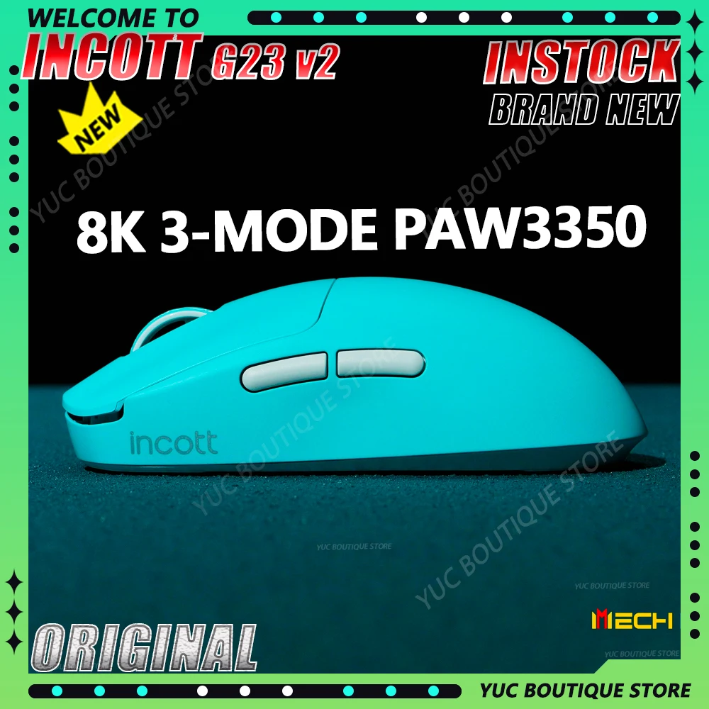 НОВАЯ игровая мышь INCOTT G23 V2 Se/PRO PAW3395, 47 г, 3 режима, легкая, беспроводная, 8000 Гц ...