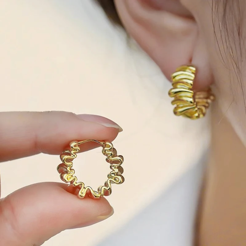Серьги-кольца Yerik асимметричные | AliExpress