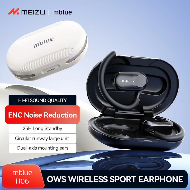 Original MEIZU MBlue H06 Wireless Earbuds Noise Reduction HIFI HD Sports Bluetooth Low Latency ...