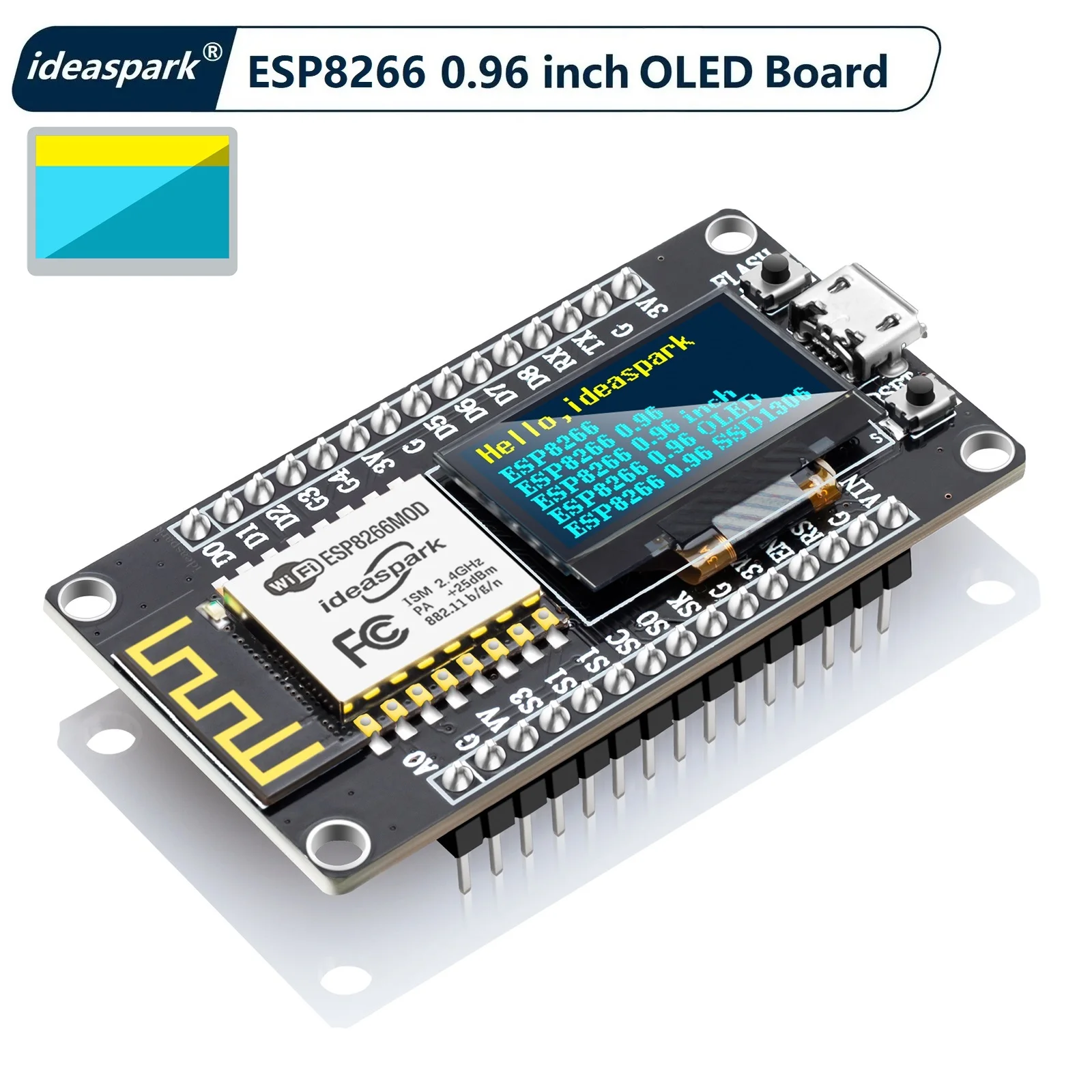 Макетная плата NodeMCU ESP8266 с OLED-дисплеем 0,96 дюйма, CH-340, модуль Wi-Fi, Micro USB для ...