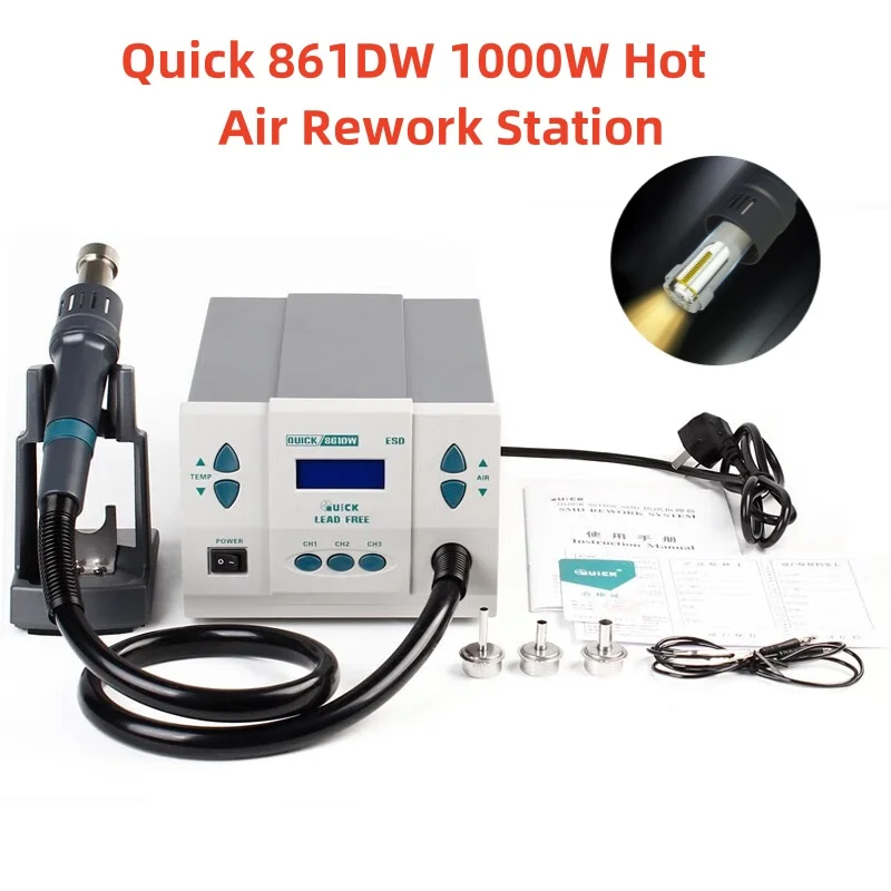 Оригинальная цифровая станция QUICK 861DW для пайки горячим воздухом ...