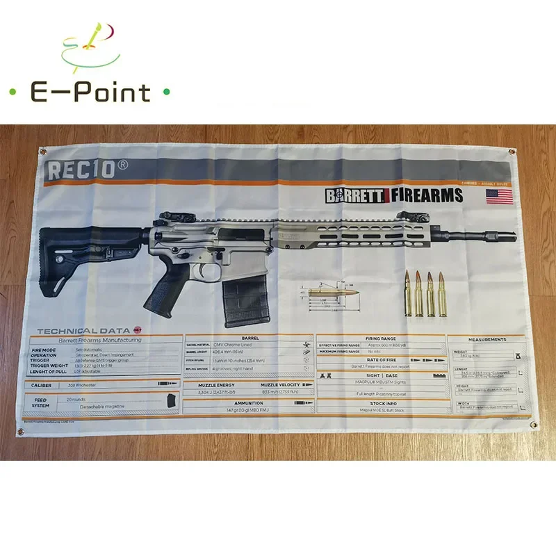 Barrett Firearms Gun REC10 Флаг 3 фута * 5 футов (90*150 см) Размер ...