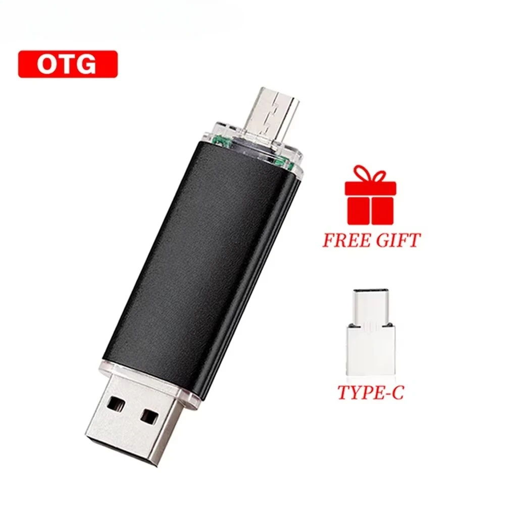 Черный USB-накопитель OTG 2 в 1, 128 ГБ, 64 ГБ, бесплатный подарок, адаптеры TYPE-C, красный ...