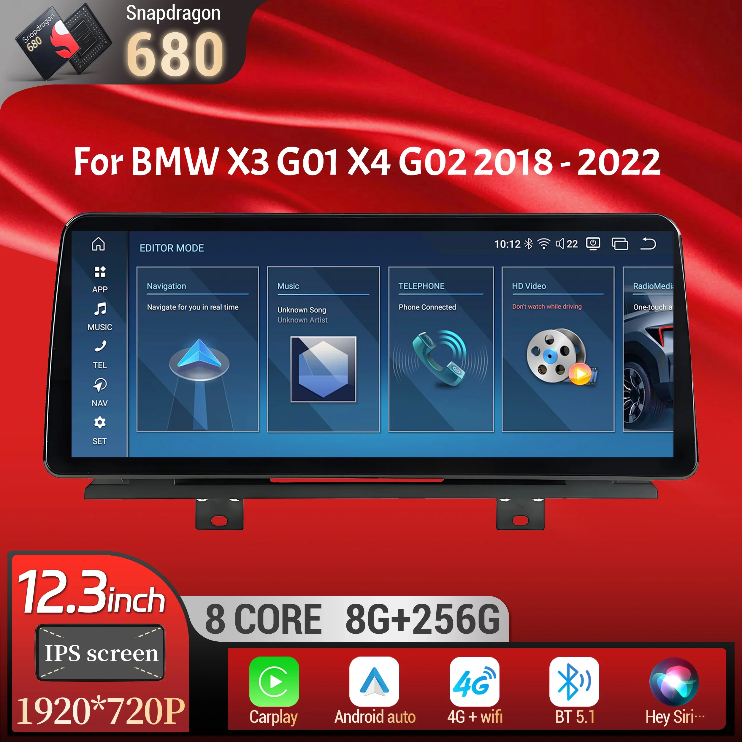12,3-дюймовый Android 14 для BMW X3 G01 X4 G02 2018-2022 Автомобильный ...