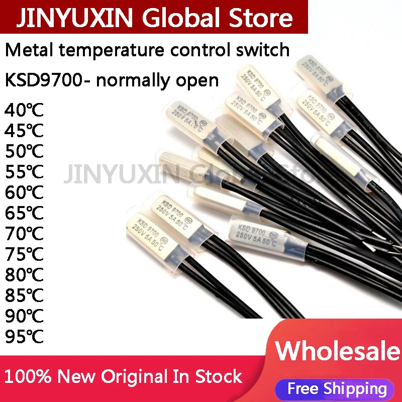 10 шт. металлический переключатель контроля температуры KSD9700, нормально открытый, 250 В, 5 А ...