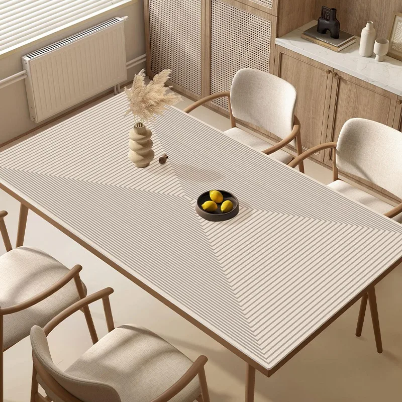 Minimalist Lines Decorative Table Mat Beige Striped Tablecloth Kitchen ...