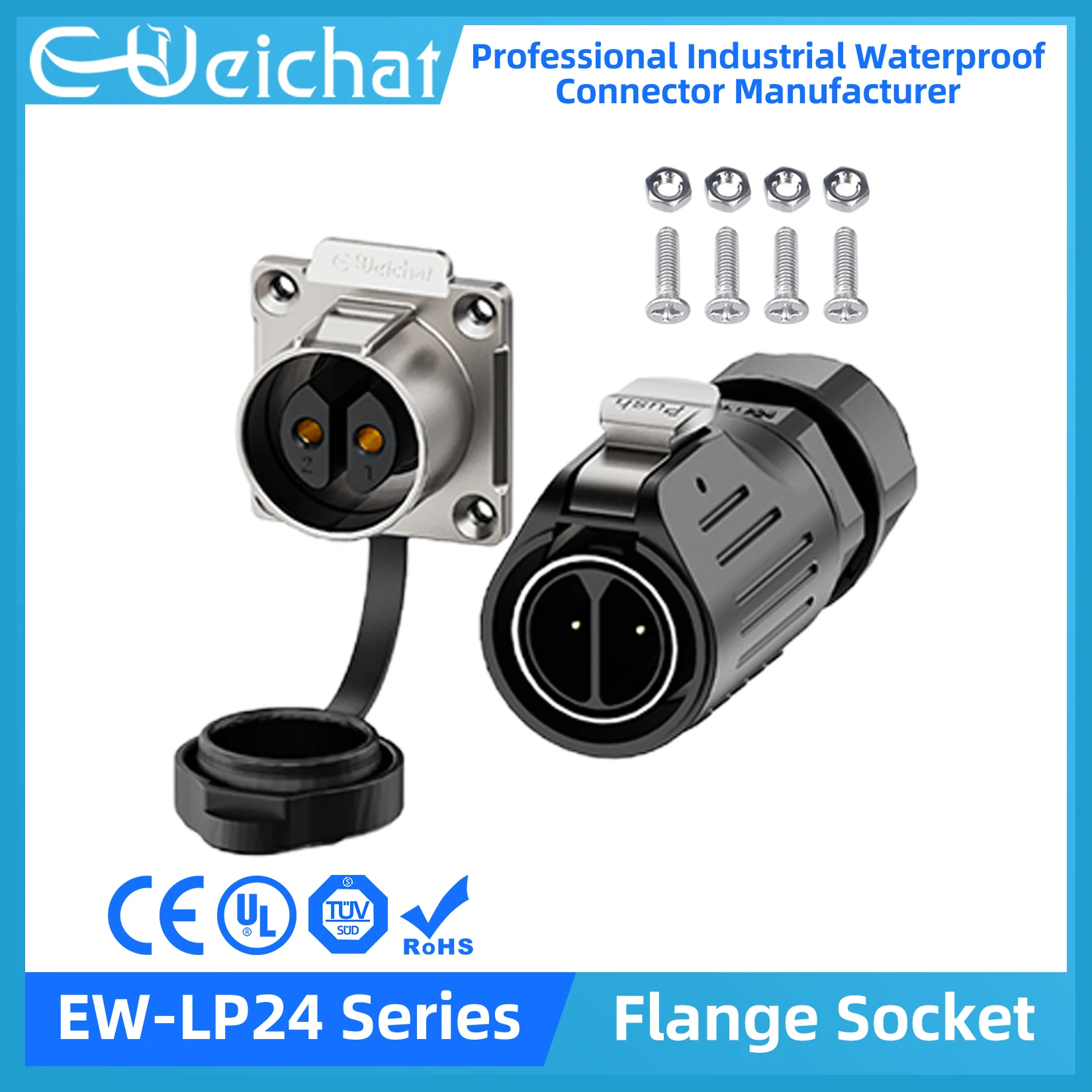 Водонепроницаемый разъем E-WeiChat EW-LP24-Flange Socket | AliExpress