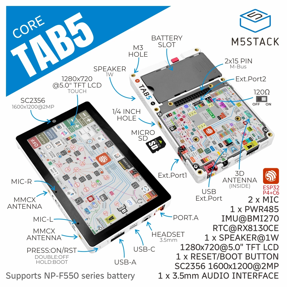 M5Stack Tab5 IoT контроллер C145 | AliExpress