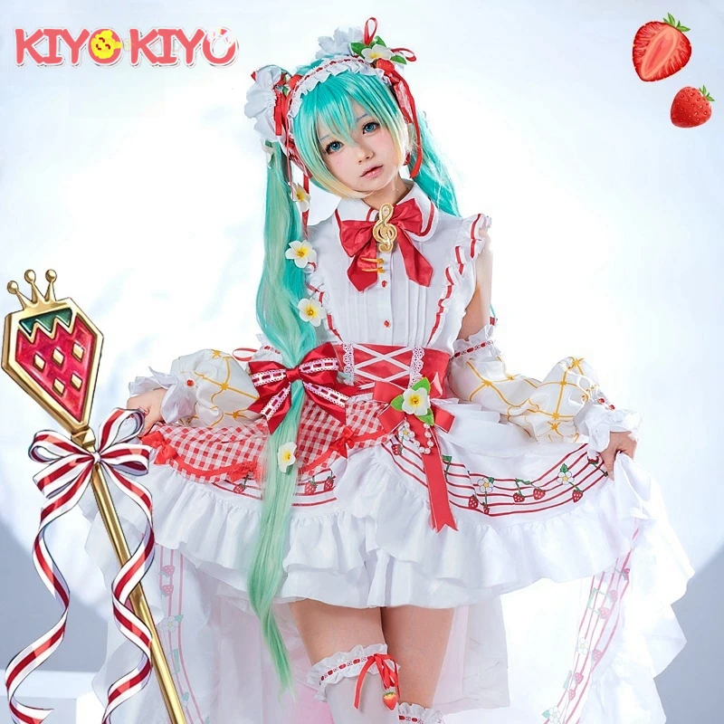 KIYO-KIYO Miku платье на 15-летие косплей костюм Мику клубничное платье Лолиты женский костюм ...