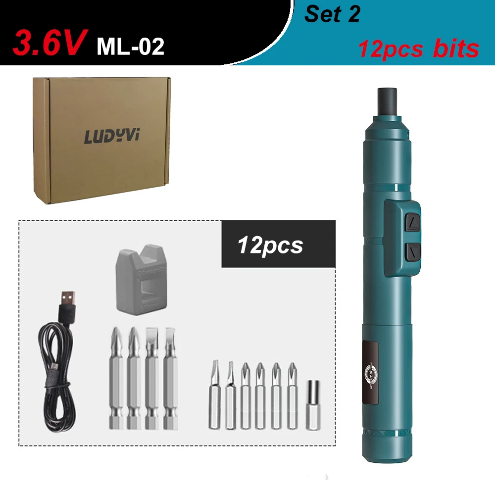 3.6V Mini Wireless Electric Screwdriver Cordless Rechargeable ...