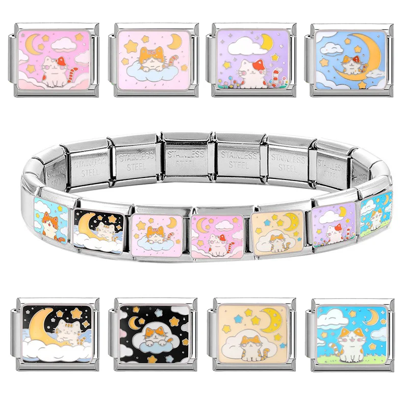 Браслет из титана Sweet Cute Cat Moon | AliExpress