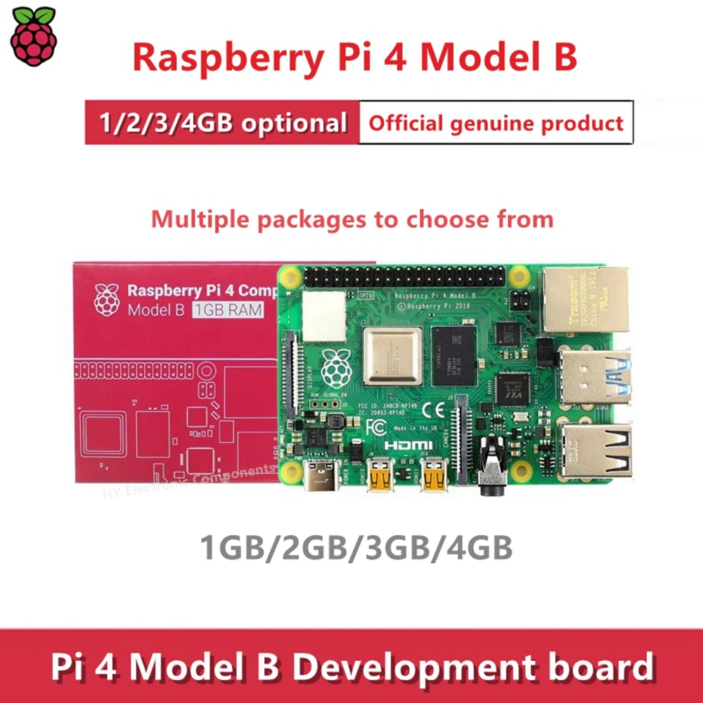 Raspberry Pi 4 4B 1GB/2GB/4GB/8GB RAM Комплект для начинающих | AliExpress