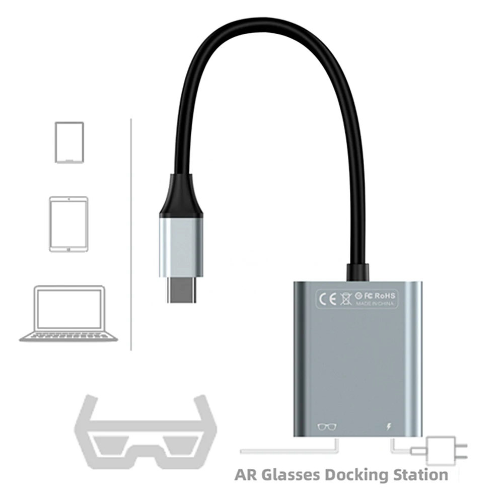 Адаптер для быстрой зарядки и передачи данных, HDMI-USB C адаптер для XREAL AIR/AIR2 AR Glasses ...