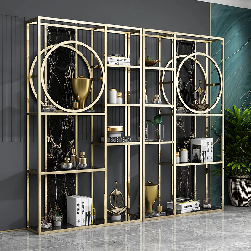 Modern stainless steel bookshelf floor-to-ceiling office partition ...