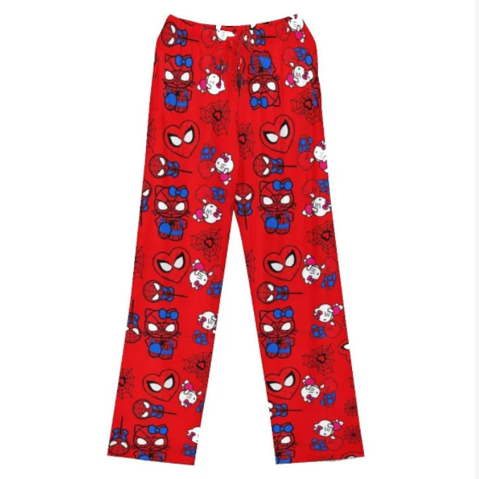 Kawaii Hello Kitty Человек-паук Хлопковые женские пижамные штаны ...