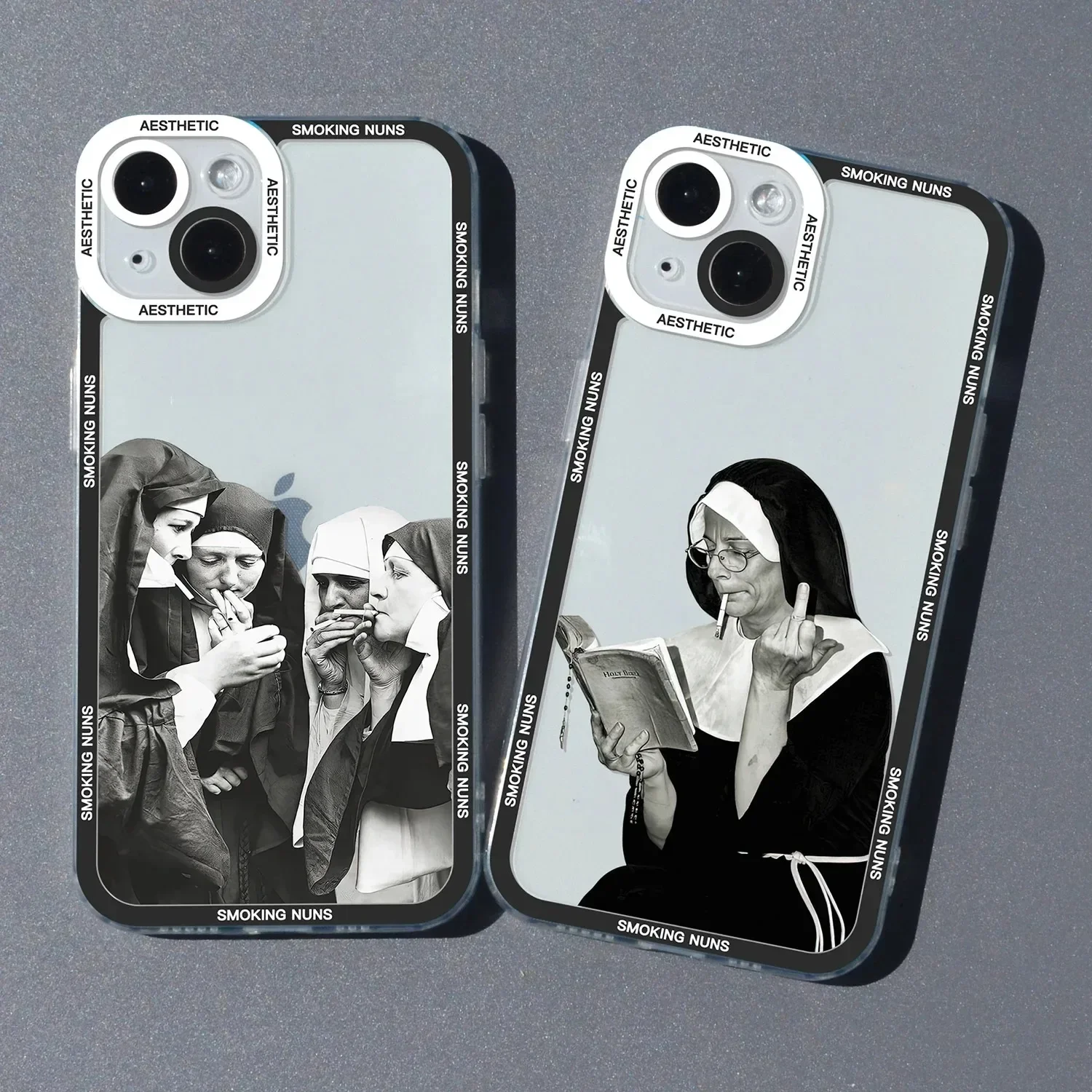 Smoking Nuns Art Aesthetic Phone Case For Samsung Galaxy S10 S20 S21 S22 S23 S24 FE Plus Ultra ...