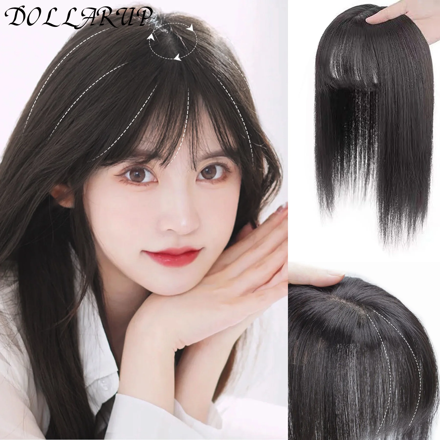 3D Bangs Invisible Seamless Head Hair Water Ripple Hair Air Bangs Head ...