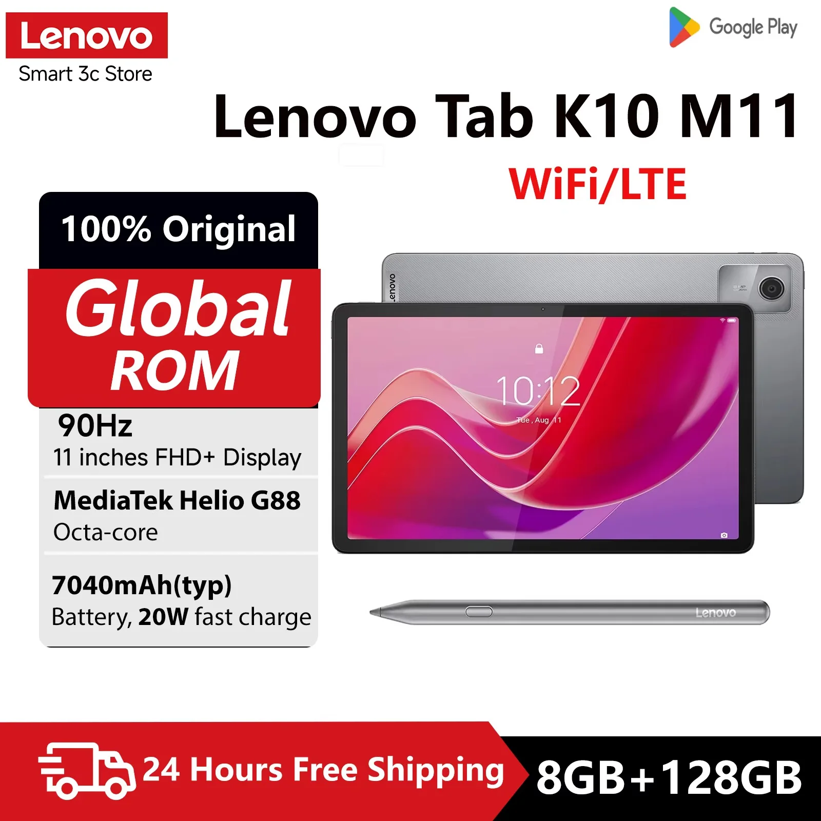 Планшет Lenovo Tab K10, 10.95", 8/128ГБ, Wi-Fi+4G, Android | AliExpress