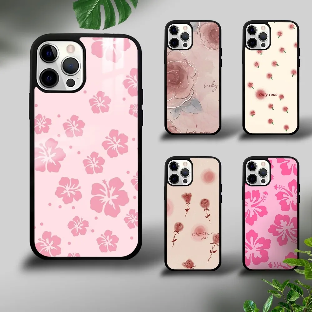 Hibiscus Pretty Pink Flower Phone Case For iPhone 16 15 14 13 12 11 Pro Xs Max Mini Plus ...