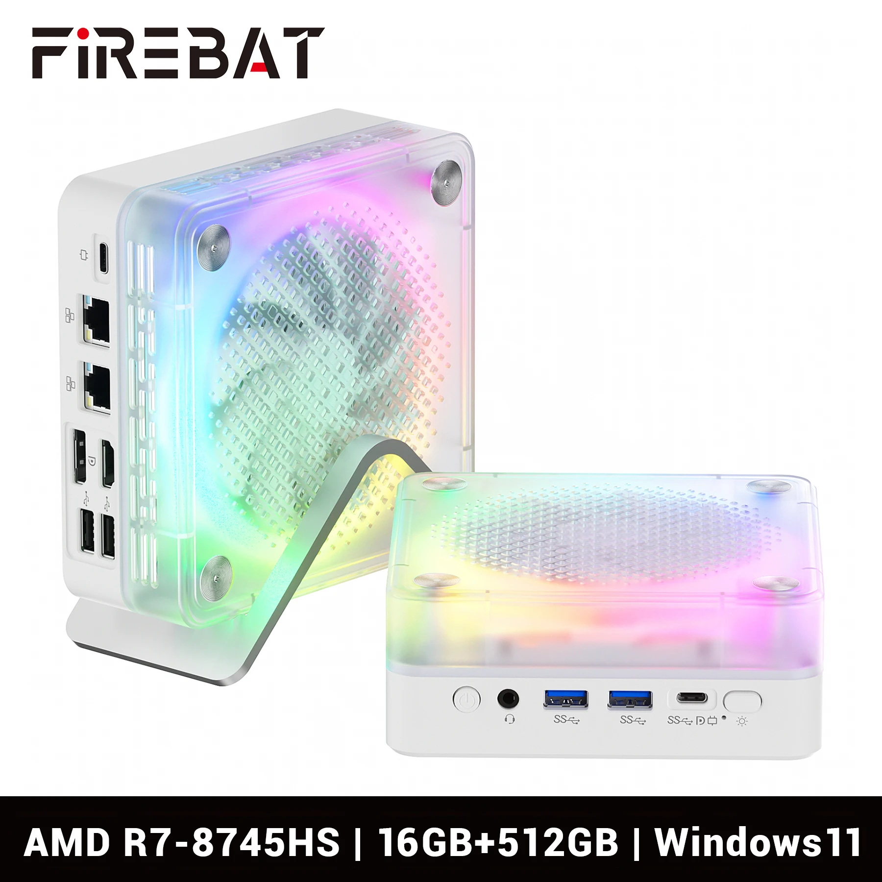 FIREBAT MN56 MINIPC AMD R7-8745HS Мини-ПК Красочный геймер 16 ГБ 512 ГБ DDR5 RJ45 Настольный ...