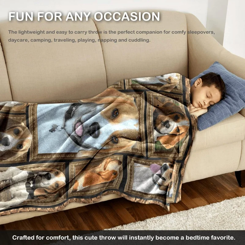 Beagle Dog Print Blanket Kids Boys Girls Soft Fuzzy Throw Blankets Sofa ...