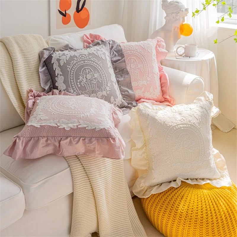 Подушка из чистого хлопка, чехол для подушки, 45x45 см, элегантная ...