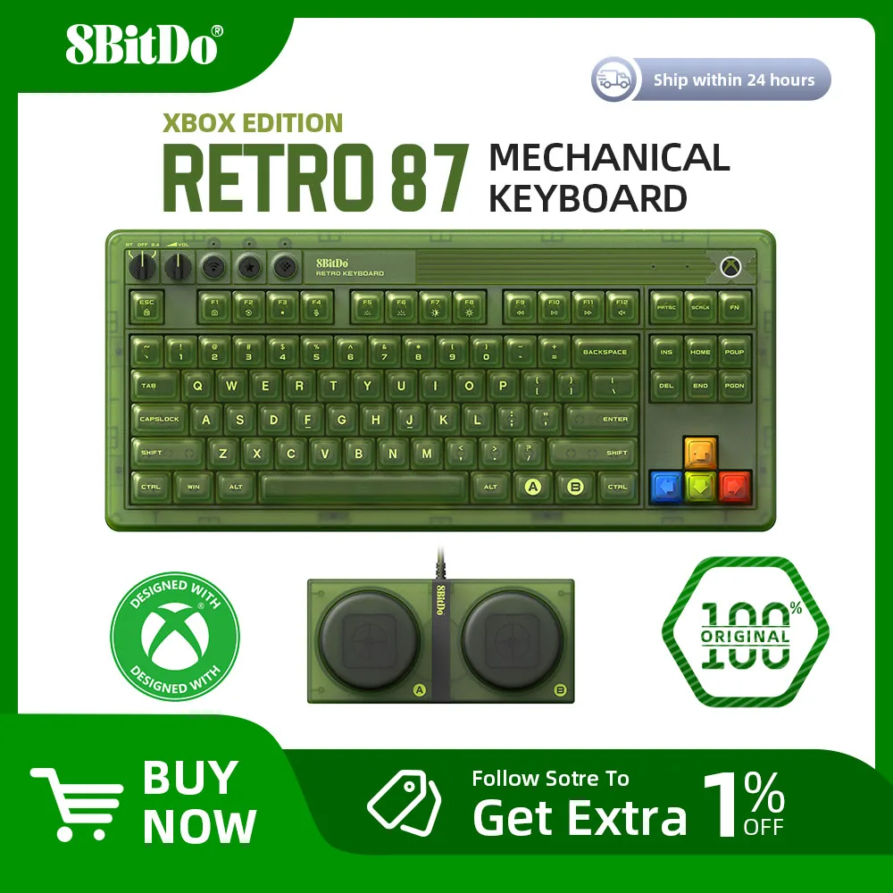 Механическая клавиатура 8BitDo Retro 87 Xbox Edition | AliExpress