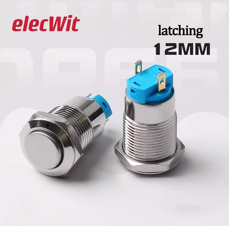 PBS-33A 12mm latching Small Waterproof Push Button Switch 250V 3A Round Red