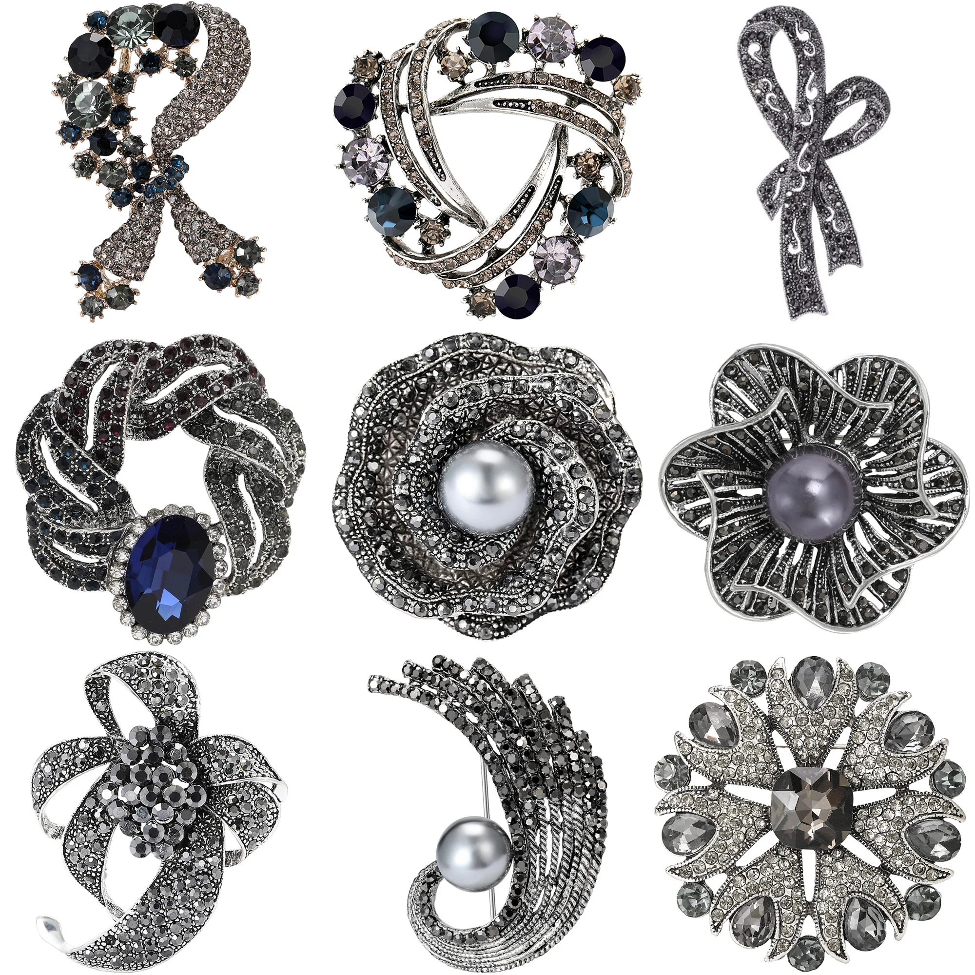 Винтажные броши-розы со стразами | AliExpress