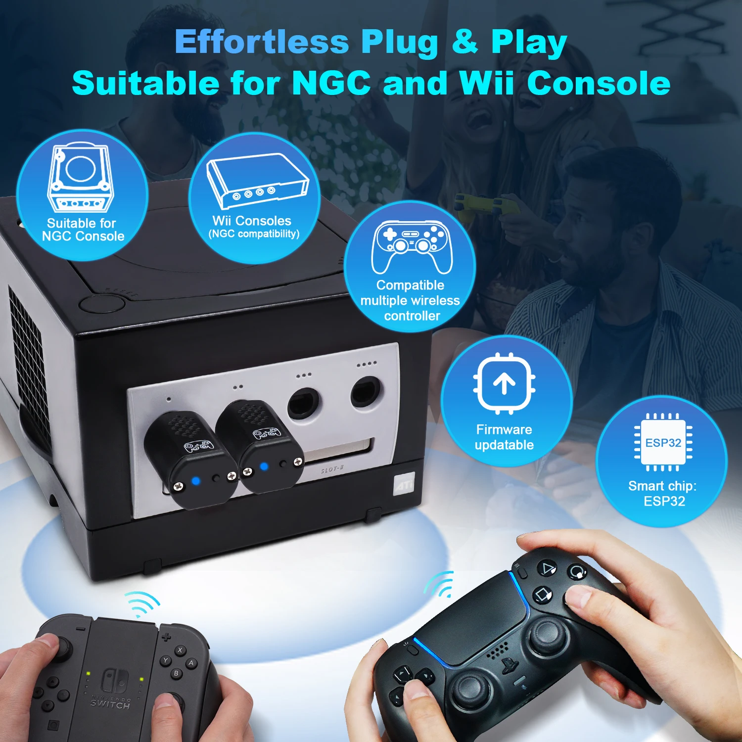 Адаптер беспроводного контроллера GameCube BlueRetro Motor для Nintendo ...