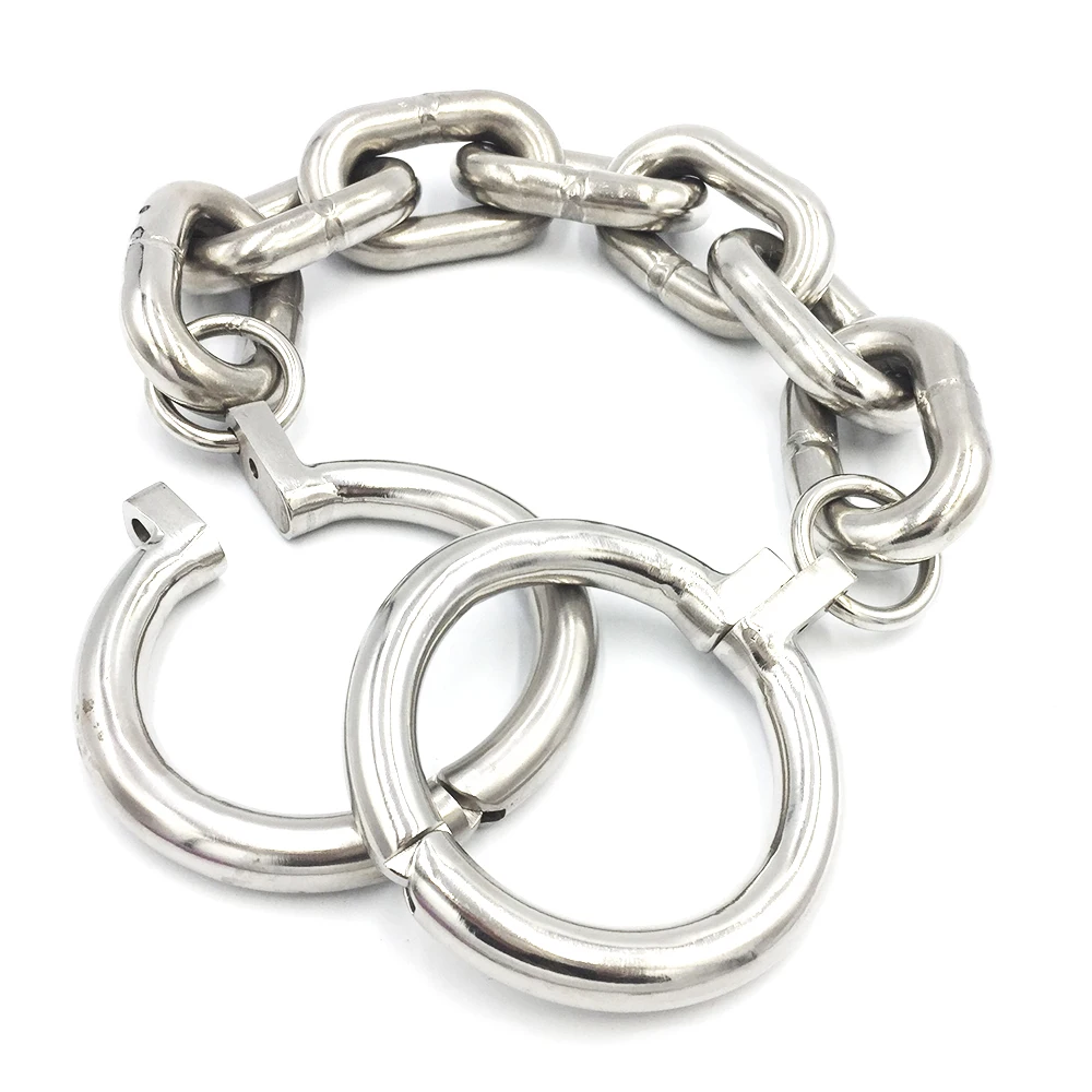 Heavy 1.6cm Thick Stainless Steel Fetter Anklet Metal Bondage Shackles ...