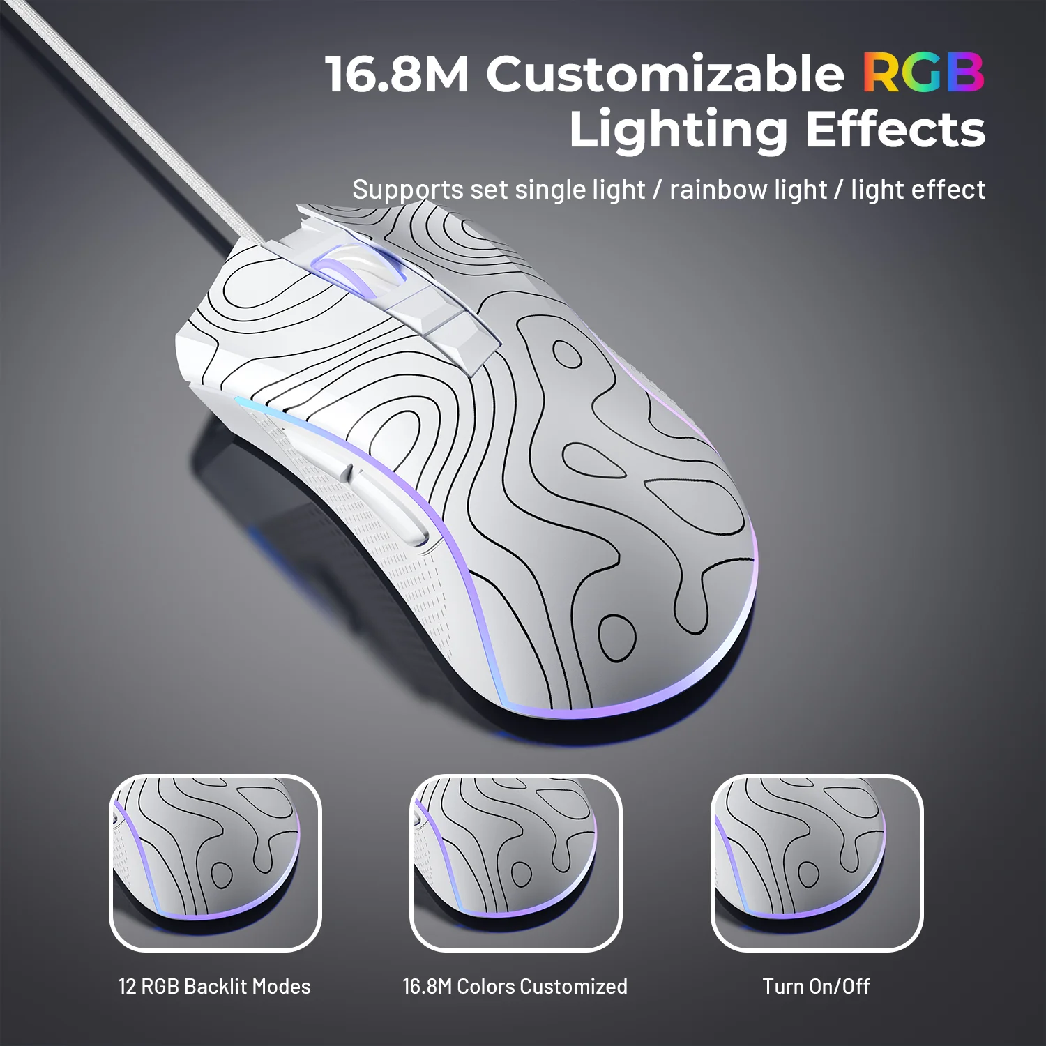 Игровая мышь на тему XVX Kanagawa, 16,8 м, настраиваемые RGB-подсветки ...