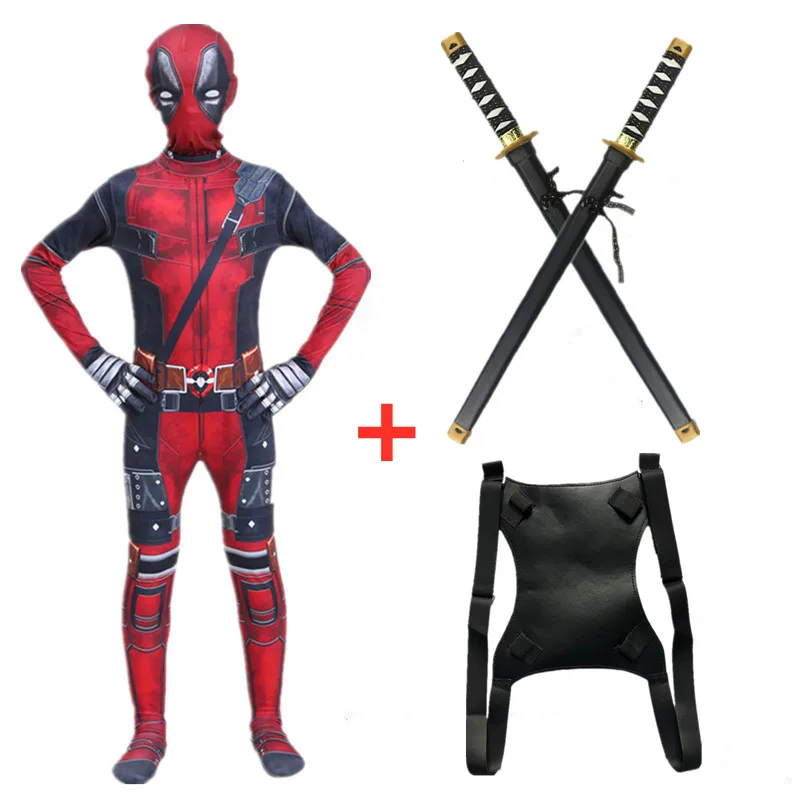 Child Deadpool Cosplay Jumpsuit Movie Hero Character Mask Bodysuit ...