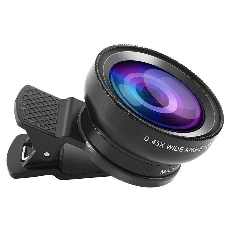 Fish Eye Phone Lens, 0.45X Phone With HD Camera Lens Macro Clip Lens ...