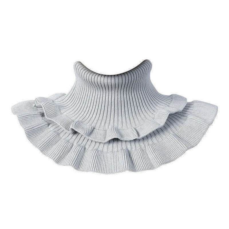 Women Fall/Winter More Versatile Collar High-neck Knit Ruffle Bib Neck ...