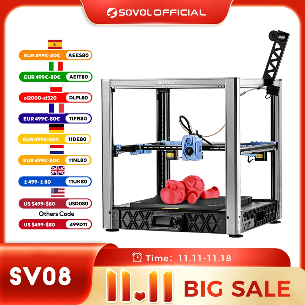 3D-принтер Sovol SV08 Core-XY с камерой Voron 2,4, высокоскоростная печать 700 мм/с, 4 ...