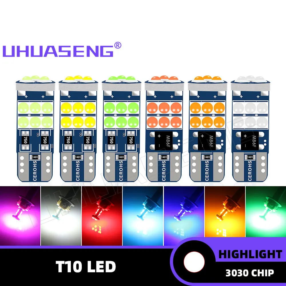 UHUASENG 2 шт. T10 светодиодная лампа 5W5 W5W 194 WY5W супер яркая ...