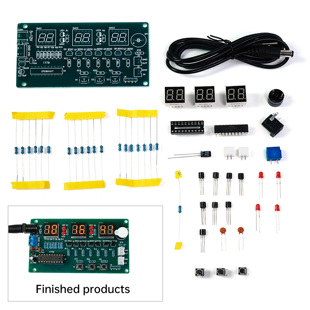 Electronic Clock DIY Kit 12V LED Digital Horologe Suite Timer Module ...