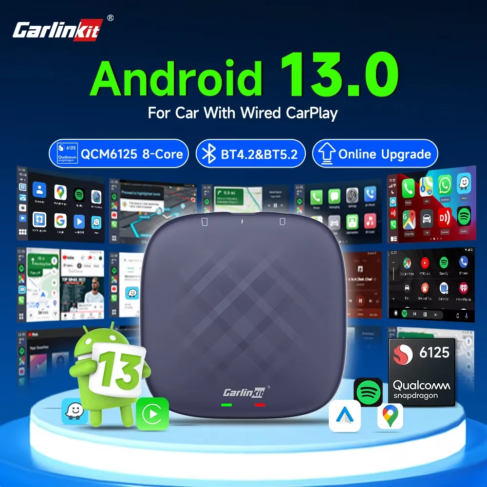 Android 13 CarlinKit Android Auto Wireless CarPlay AI TV Box QCM6125 ...