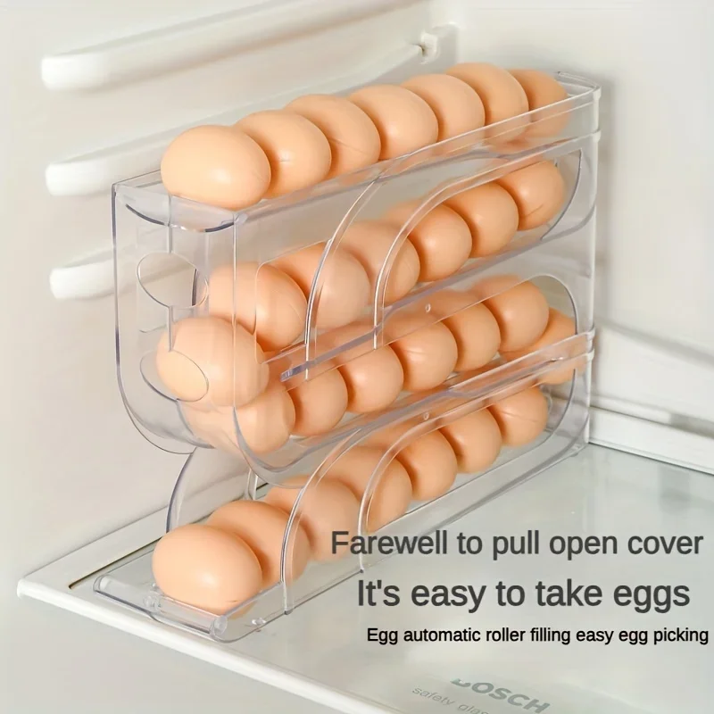 2024 Innovative 4-Tier Sliding Egg Dispenser - Automatic Rolling Egg ...