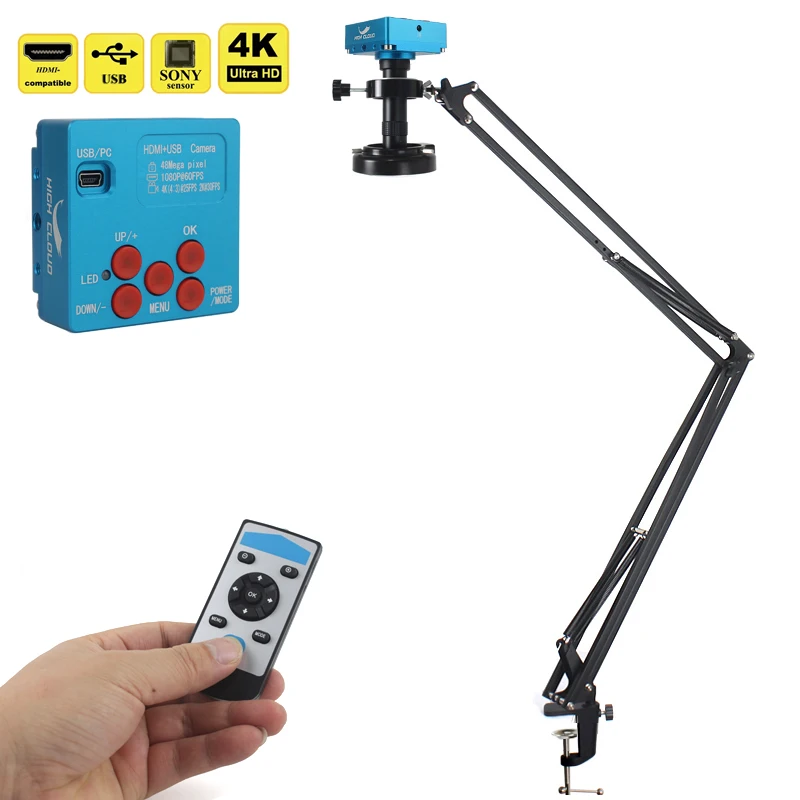 48MP 4K 1080P HDMI USB Industrial Video Microscope Camera 1X-130X Zoom C