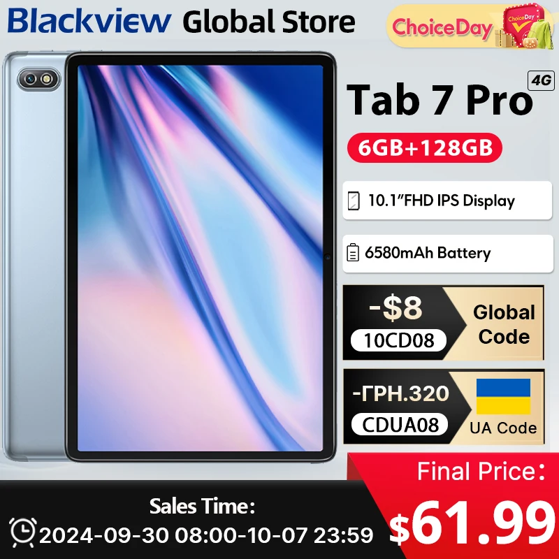 Планшет Blackview Tab 7 pro, 10,1-дюймовый FHD-дисплей, восьмиядерный ...